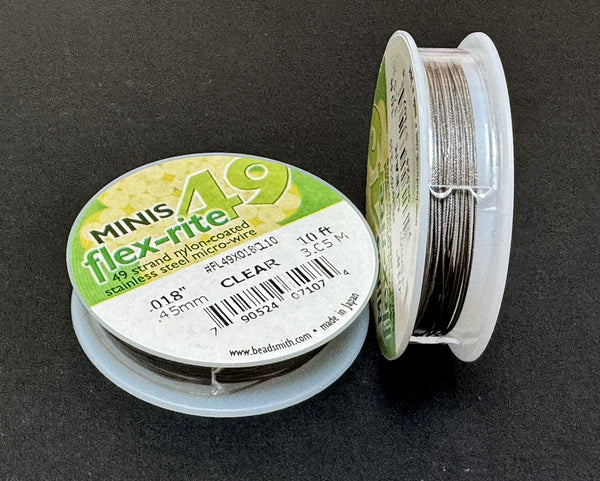 Flexrite 49 Strand .018" (.45mm) Stainless Steel Beading Wire, Clear ...