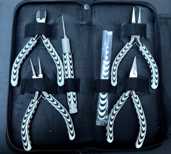 Beadsmith Zebra Tool Kit, 6 piece set with case - Oz Beads