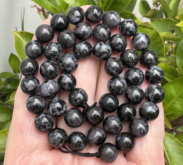 Indigo Gabbro Mystic Merlinite 8mm round natural gemstone beads 15" st ...