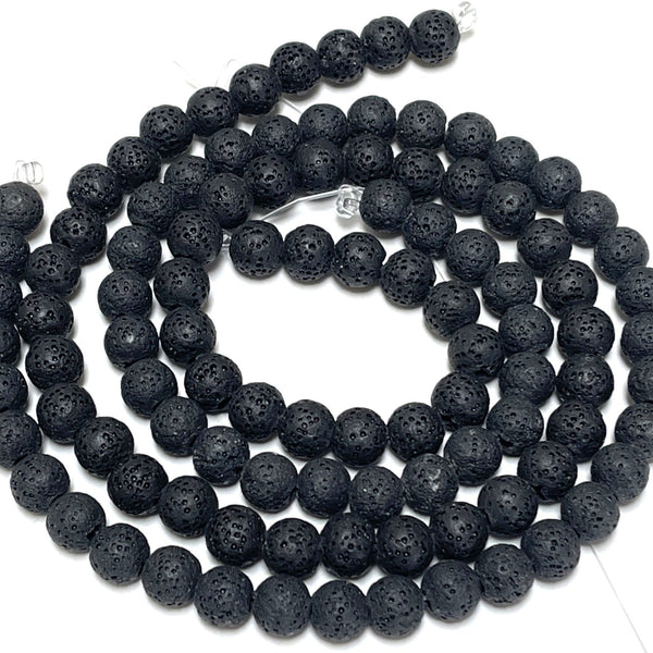 Lava Black 6mm 8mm 10mm round natural volcanic lava diffuser beads 15 ...