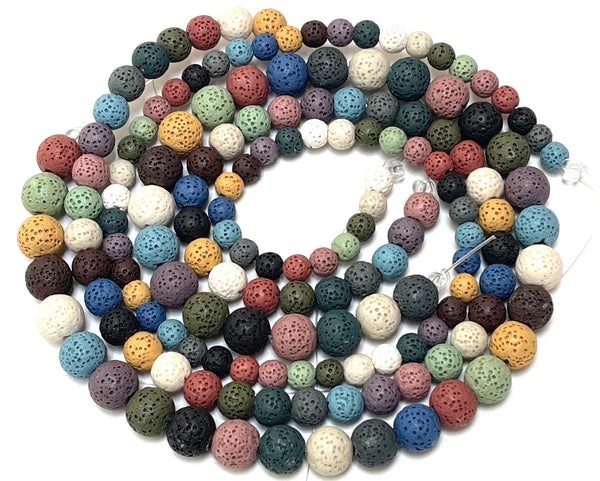 Lava Mix Color 6mm 8mm 10mm round volcanic diffuser beads 39cm strand ...