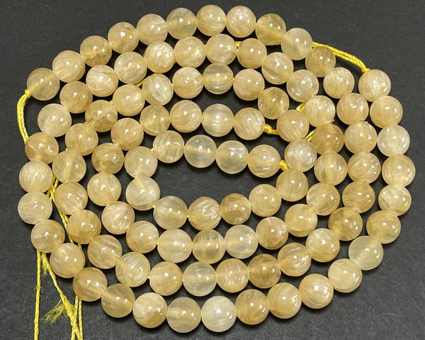 Yellow Selenite 8mm round natural gemstone beads 16" strand - Oz Beads